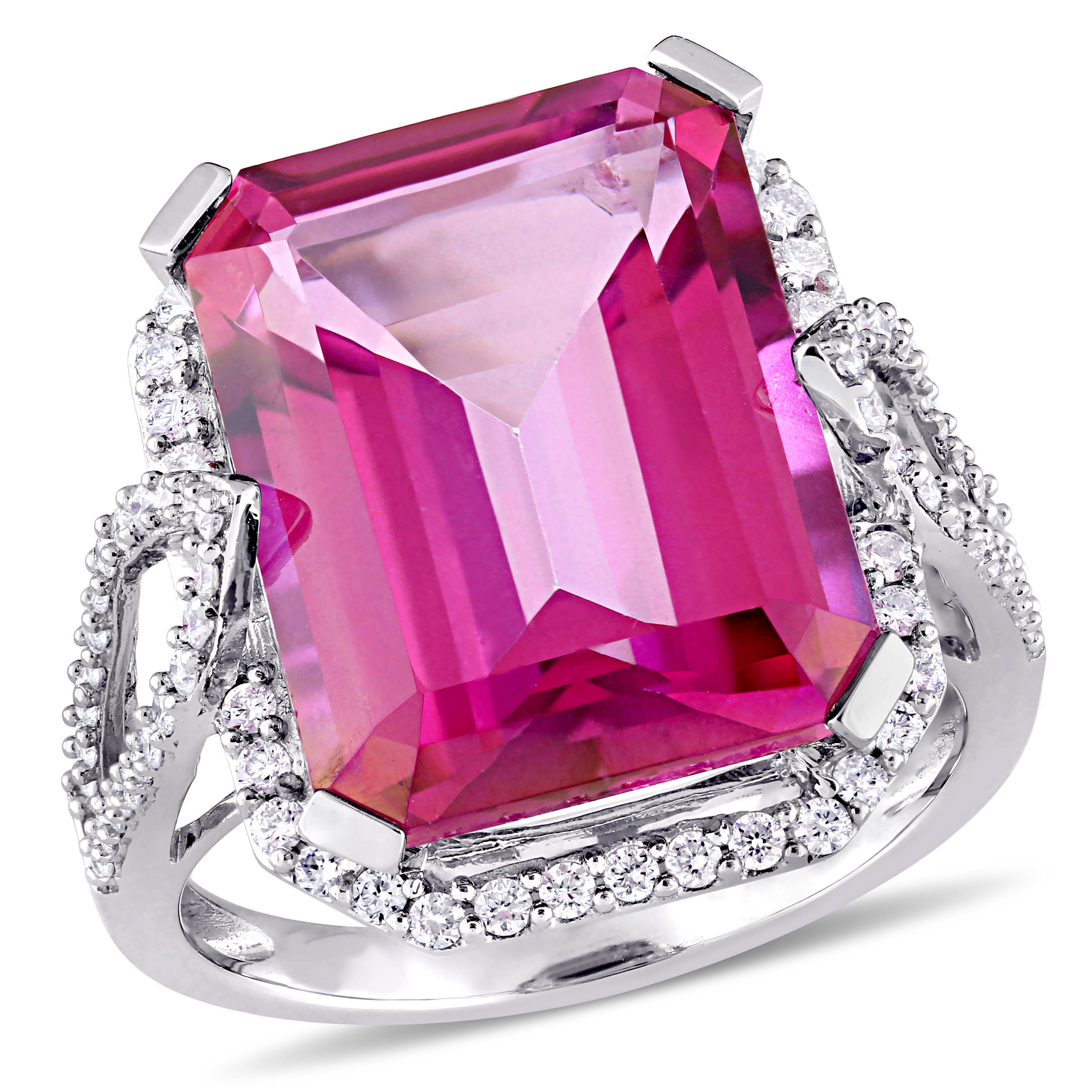 1 2 CT TW Diamond And 14 1 2 CT TGW Pink Topaz Octagon Ring In 14k 1 2 CT TW Diamond And 14 1 2 CT TGW Pink Topaz Octagon Ring In 14k