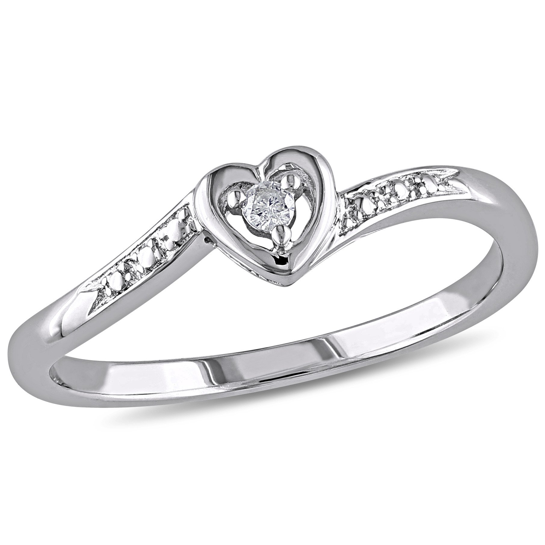 Amour Sterling Silver Diamond Heart Promise Ring | eBay